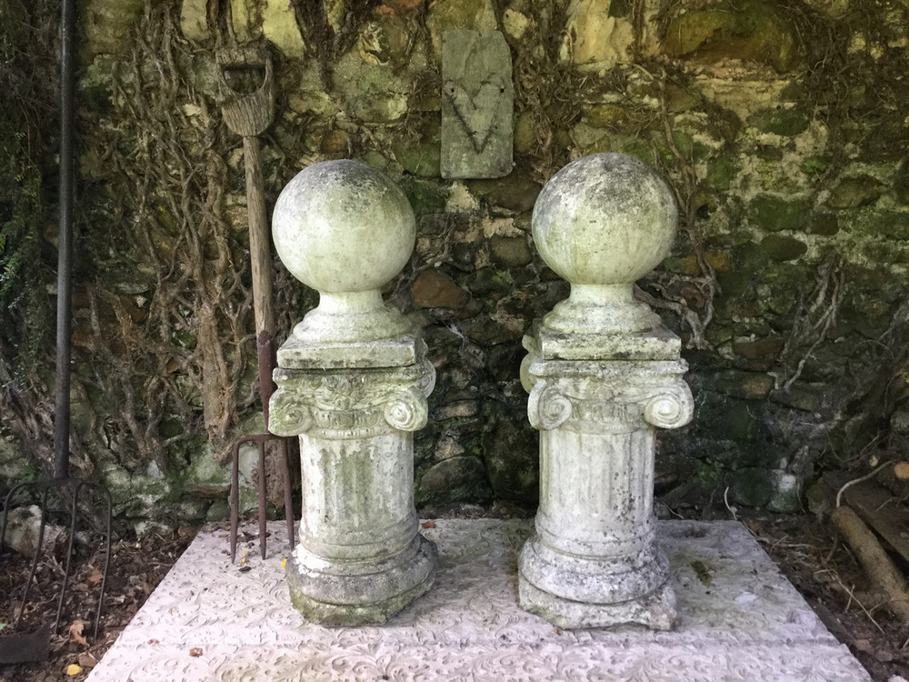 *SOLD* Pair of Stone Ball Finials on Pedestal | Our Products | Mud ...